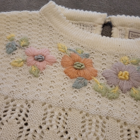 bistro | Sweaters | Vintage Sweater Victorian Cottagecore Embroidered ...
